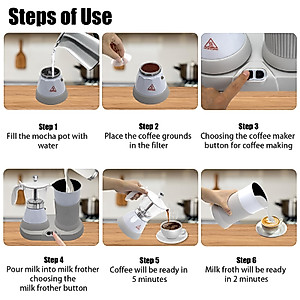 DITOSH All-Round Coffee Companion Electric Moka Pot & Milk Frother 2-in-1 Machine Aluminium Material One-touch Operation Milk Froth Fine and Dense White 110V