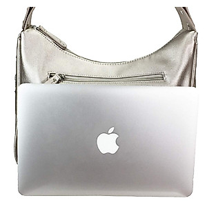 Zzfab Fashion Locking Concealed Carry Big Hobo Bag CCW Cross Body Bag with Credit Card Slots Pewter