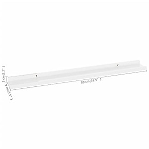 SunshineFace Long Floating Shelves Set of 4, High Gloss Wall Mounted Picture Ledge Floating Shelf, Wall Shelves for Bedroom, Living Room, Office, Nursery, Kitchen Storage(White, 31.5"x3.5"x1.2")