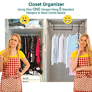 ZEDODIER Space Saving Hangers，Magic Hangers 10 Pack Sturdy Plastic Closet Space Saver Closet Organizer（Black）