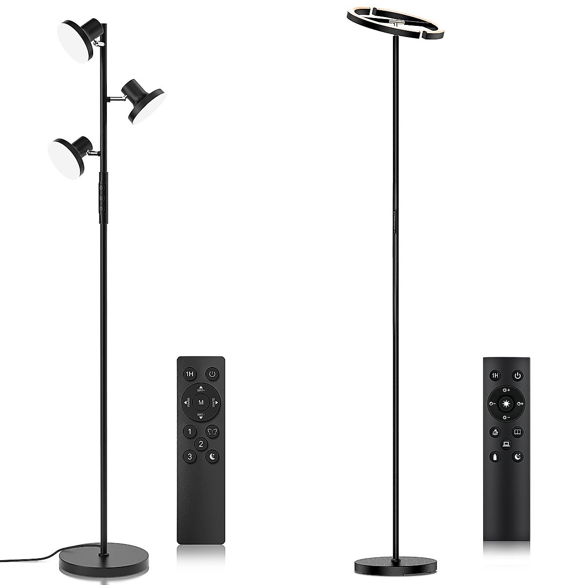 SIBRILLE 20W Modern Floor Lamps for Living Room + 36W LED Tree Floor Lamp with Remote Control