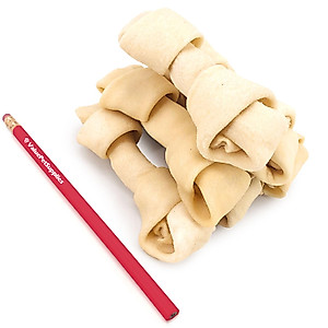 ValueBull USA Rawhide Dog Bones, Premium Thick Cut, 4 Inch, Natural Flavor, 100 Count Bulk Pack - Natural & Safe, USA Beef Hide, Long Lasting, Chemical Free, No Artificial Flavors