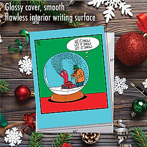 NobleWorks - Big Funny Card for Christmas (8.5 x 11 Inch) - Jumbo Cartoon Notecard, Happy Holiday Humor - Snowglobe Blower J7086XSG