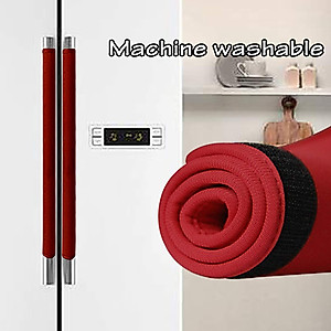 Miaowater 4 PCS Refrigerator Door Handle Covers Kitchen Appliance Decor Handles Anti-Skid Anti-Static Protector Fridge, Dishwasher Oven Keep Off Fingerprints,Food Stains (Red)