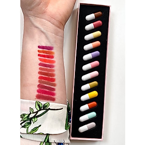 BonyTec MadayFormula Pill Lipstick Mini, 12 Colors Matte Lipstick, Lip Capsules, Waterproof Long Lasting Mini Capsules Lipstick Set Gift for Girls Women