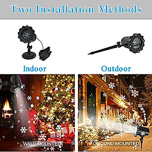 Christmas Snowflake Projector Lights, Dynamic Led Snowflake Projector Lights, White Snow Projection Outdoor and Indoor Decorative Lighting for Halloween Xmas New Year Wedding Party Holiday