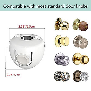 Heart of Tafiti Door Knob Child Proof Locks, Toddler Door Knob Cover, Baby Proof Safety Locks for Doors, 4 Pack/White (Also Safe for People Suffering from Dementia)