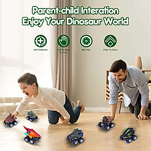 Dinosaures Toy Cars for Boys Girls, Pull Back Dinosaur Toys for Kids 3 to 12 Year Old Boys, 6 Pack Toddler Dino Car Toy Set for 3 4 5 6 7 8 9 Year Old Dino T-Rex Game for Boys Christmas Birthday Gifts