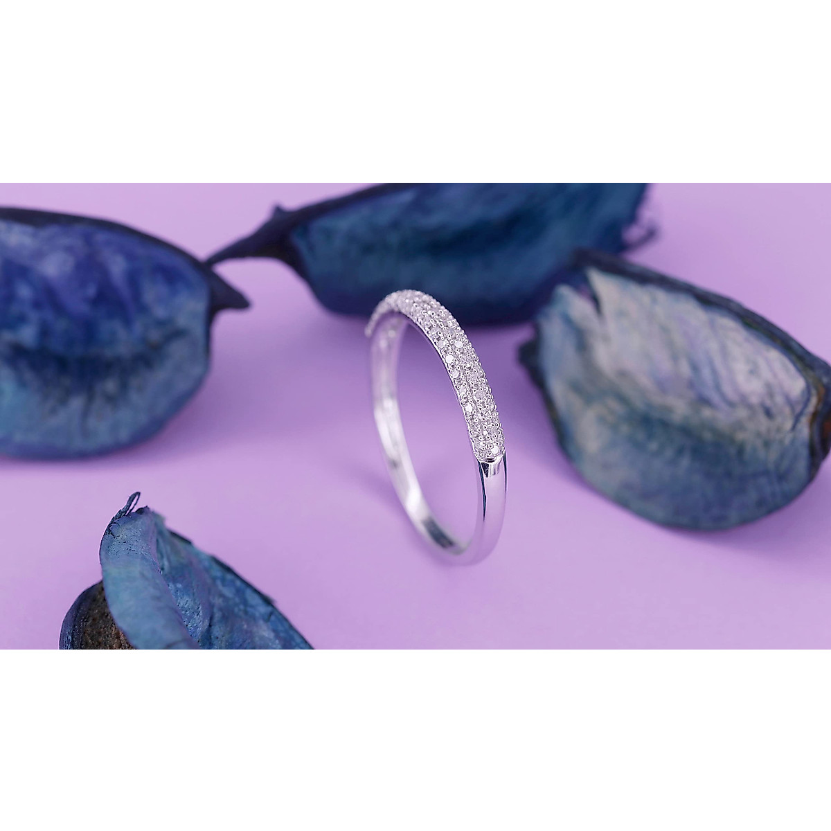 Dazzlingrock Collection 0.25 Carat (Cttw) Round White Diamond 3 Row Studded Stackable Wedding Band for Women in 10K White Gold Size 7