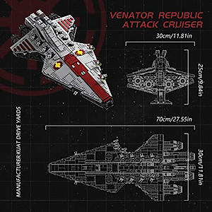 Venator-Class Republic Attack Cruiser Building Kit MOC Model Toys Building Tiles for Creative Open-Ended Play Building Blocks for Kids and Adult 2565 PCS