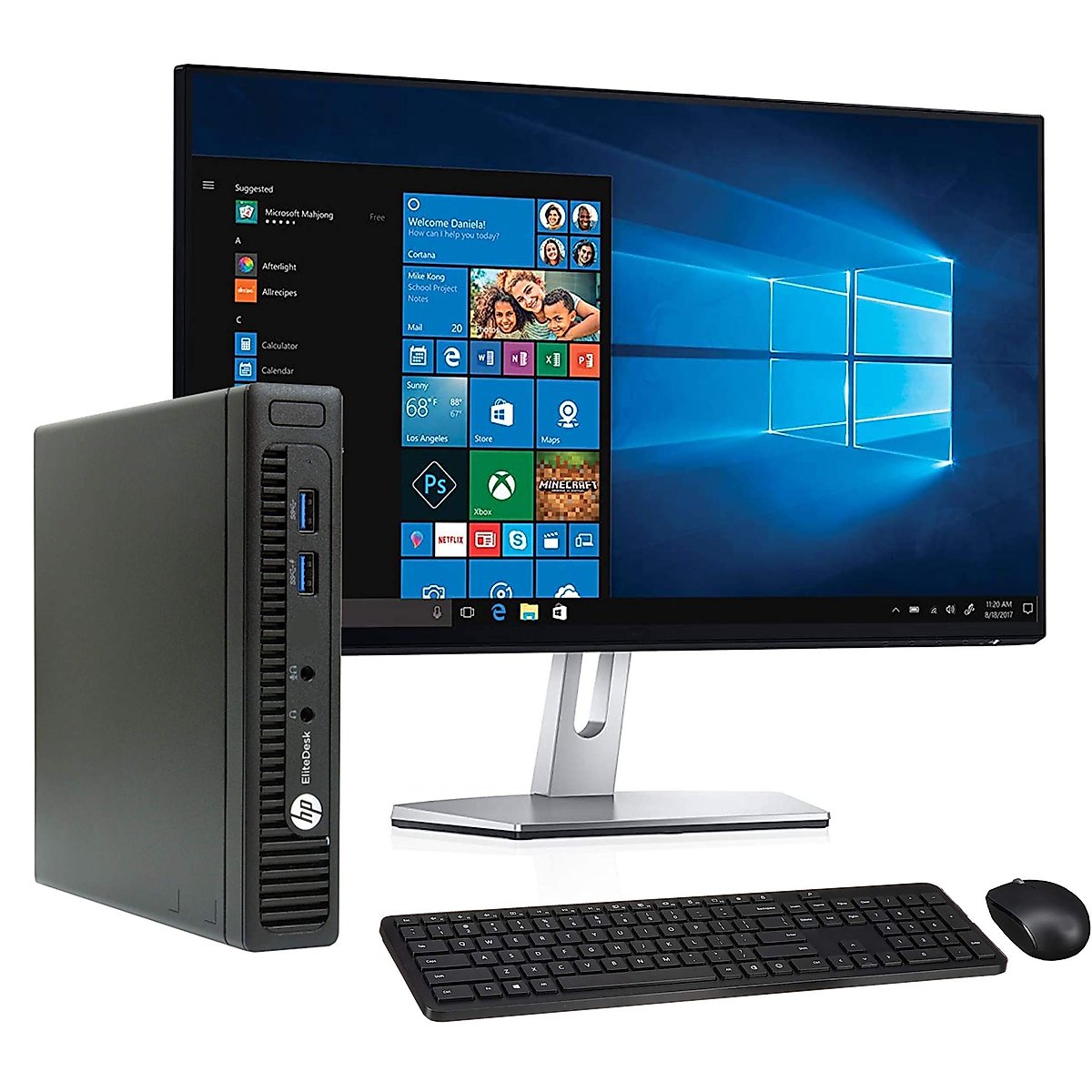 HP EliteDesk 800 G1 Tiny Computer Micro Tower PC, Intel Core i5 Processor, 16GB Ram, 250GB SSD,Wireless Keyboard & Mouse, WiFi | Bluetooth, 22" FHD LED Monitor, Win 10 Pro (Renewed)