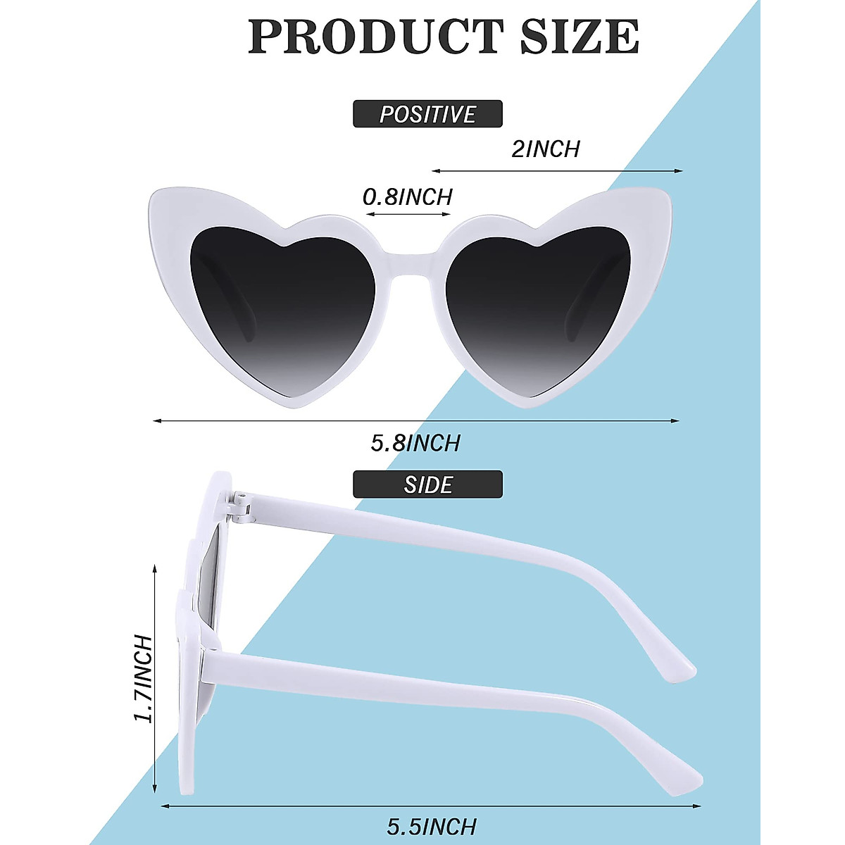 Hoteam 100 Pairs Heart Shaped Sunglasses Bachelorette Sunglasses Bulk Bachelorette Party Decorations Glasses Women for Wedding (White)