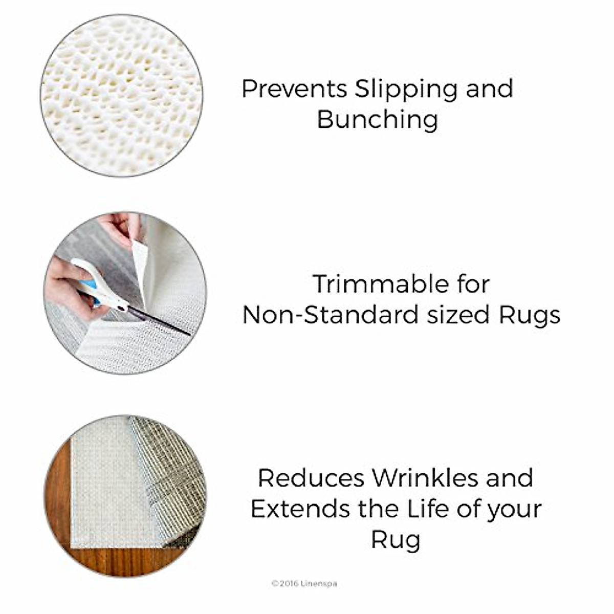 Linenspa Non-Slip Area Rug Pad - 9 x 12 Feet - Excellent Grip - Indoor - Rubberized