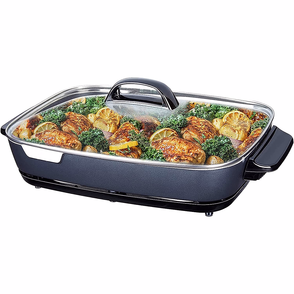 16 Inch Nonstick Electric Skillet - with Glass Cover Electric