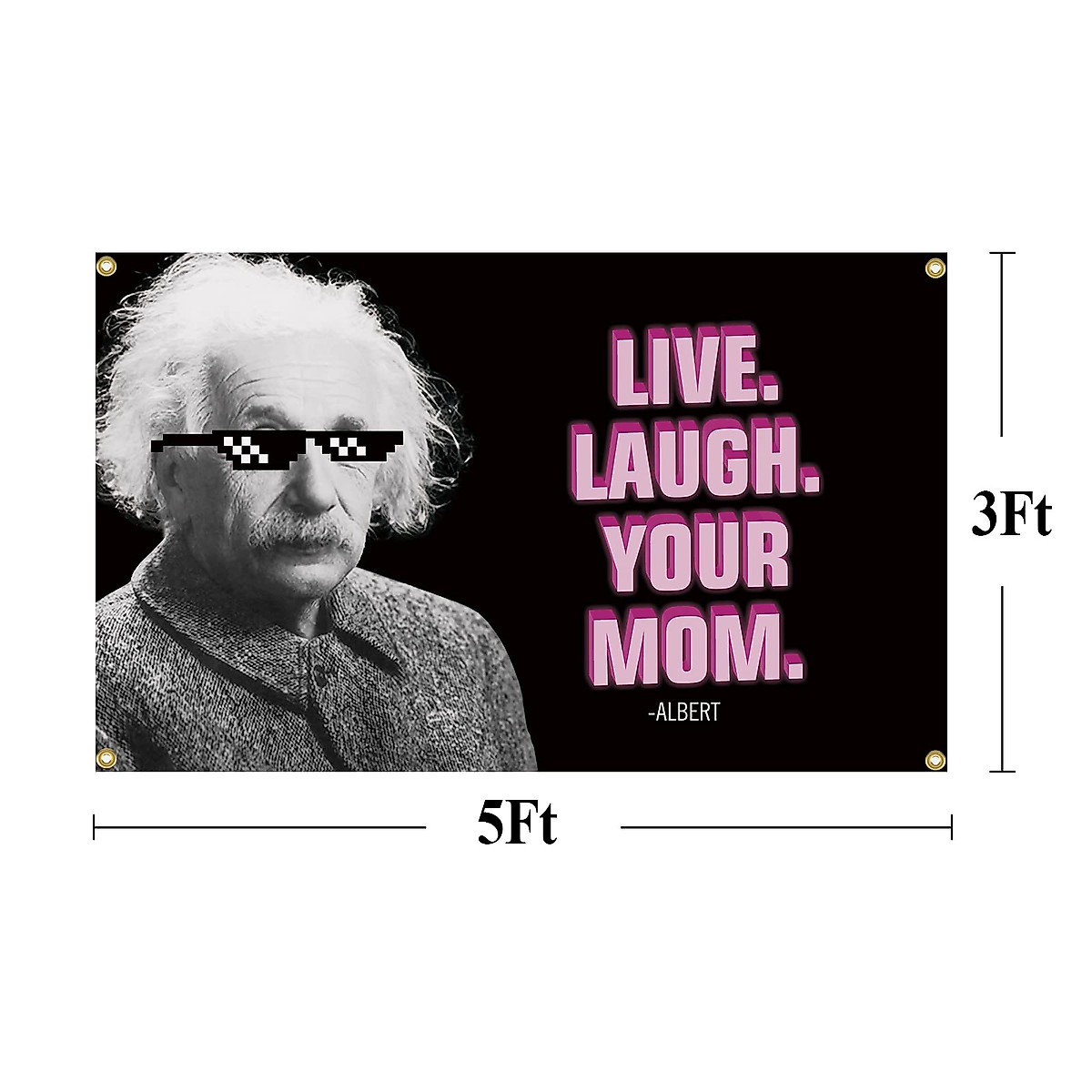 KIPMASY Funny Flags for Live Laugh Your Mom Flag Room 3x5 Feet Banner Cool Tapestry Man Cave Wall Decor with Brass Grommets College Dorm Room(012) Black