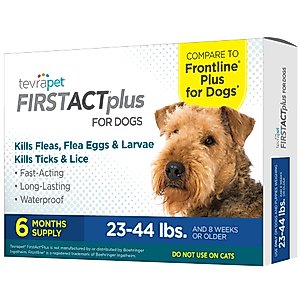 FirstAct Plus Flea Treatment for Dogs, Medium Dogs 23-44 lbs, 6 Doses, Same Active Ingredients as Frontline Plus Flea and Tick Prevention for Dogs