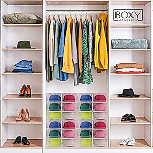 Boxy Concepts Plastic Hat Organizer for Baseball Caps (6-Pack) Easy Assembly, Stylish, Dust-Proof, Transparent, Stackable with Odor Vents. Ideal Holder, Case or Hat Rack Storage System 13” x 5.5” x 9”