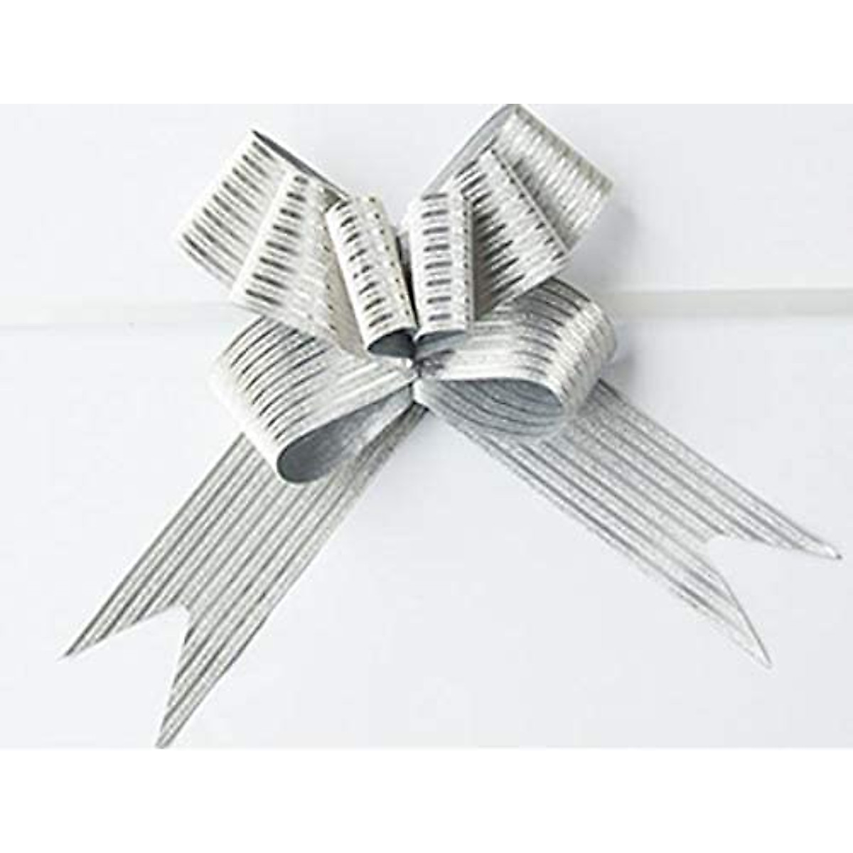 40 PCS Pull Bow,Medium, 4 Inches,Sparkling Bow, Wedding Decorations, Christmas Gift Ribbons, 40 pcs,Sparkling (Silver Stripe)