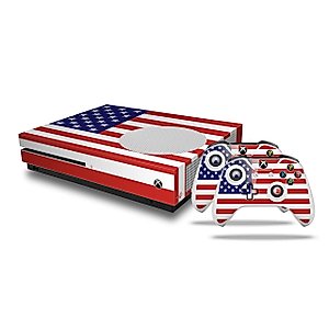 WraptorSkinz Decal Vinyl Skin Wrap Compatible with Xbox One S Console and Controllers - USA American Flag 01
