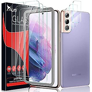 [3+3 Pack] TAURI Compatible with Samsung Galaxy S21 Plus 5G 6.7 - inch, 3 Pack Tempered Glass Screen Protector + 3 Pack Camera Lens Protector Easy Installation HD-Clear Bubble Free [ not for S21 6.2"]