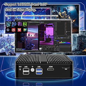 KingnovyPC Firewall Micro Appliance, 4 Port i226 2.5GbE LAN Fanless Mini PC N5105, 2* DDR4, HDMI, DP, RJ45 COM, 4*USB Gigabit Ethernet AES-NI VPN Router Openwrt Barebone