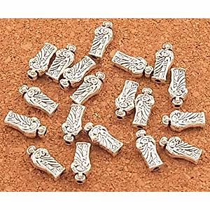 56PCS Calvas St Jude Medal Small Hole Beads Catholic Patron Saint Medal Tubes 12.6x6mm Antique Silver Spacers L1827