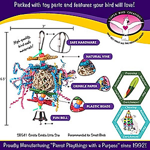 Super Bird Creations SB541 Crinkle Crinkle Little Star Bird Toy, Small Bird Size, 6" x 2"