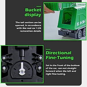 2.4G RC Garbage Truck Toy with Lights - 6 Channel Remote Control Waste Management Garbage Truck with 2 Rechargeable Batteries, Kids Recycling Trash Toys, Excellent Xmas Gifts for Boys Girls 3-8