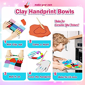 Titoclar Arts and Crafts for Kids Girls Ages 8-12 6-8 4-8 4-6 - Make Your Own Clay Handprint Bowls, Classroom Must Haves Crafts for Kids Birthday Gifts for 4 5 6 7 8 9 10 Year Old Girl (18 Colors)