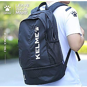 KELME Sports Soccer Bag - Backpack for Adults and Kids – Separate Cleat and Ball Holder for Basketball, baseball & Football (Blue/Orange, Adults)