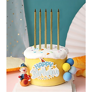 24 PCS Gold Birthday Candles, Tall Glitter Cuppcake Sparklers Candles Long Thin Cake Candles in Holders for Birthday Wedding Party Decorations