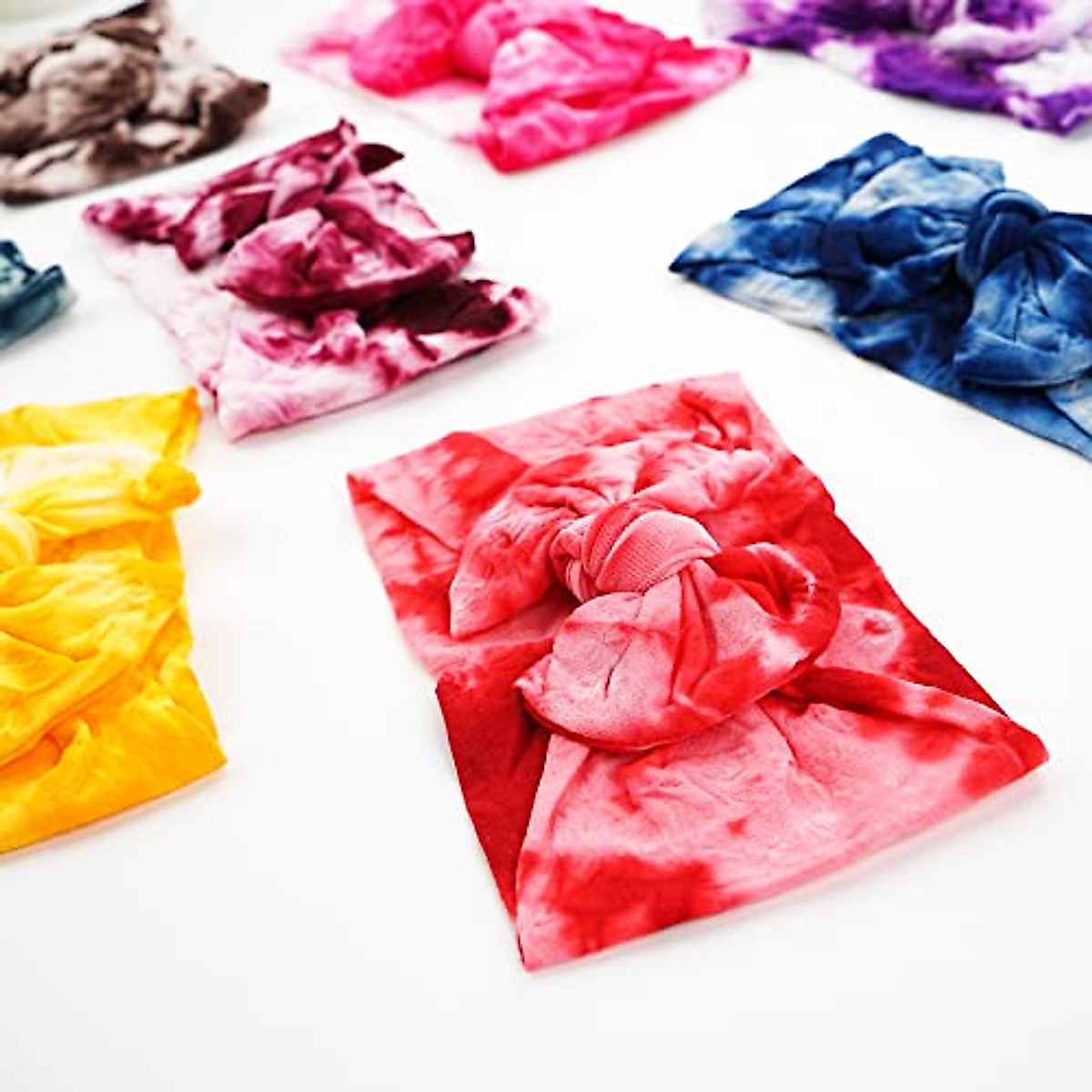 12 Nylon Bows Headbands with Soft Dye Bows for Newborn to 3 Months Baby Girls - Hair Accessories