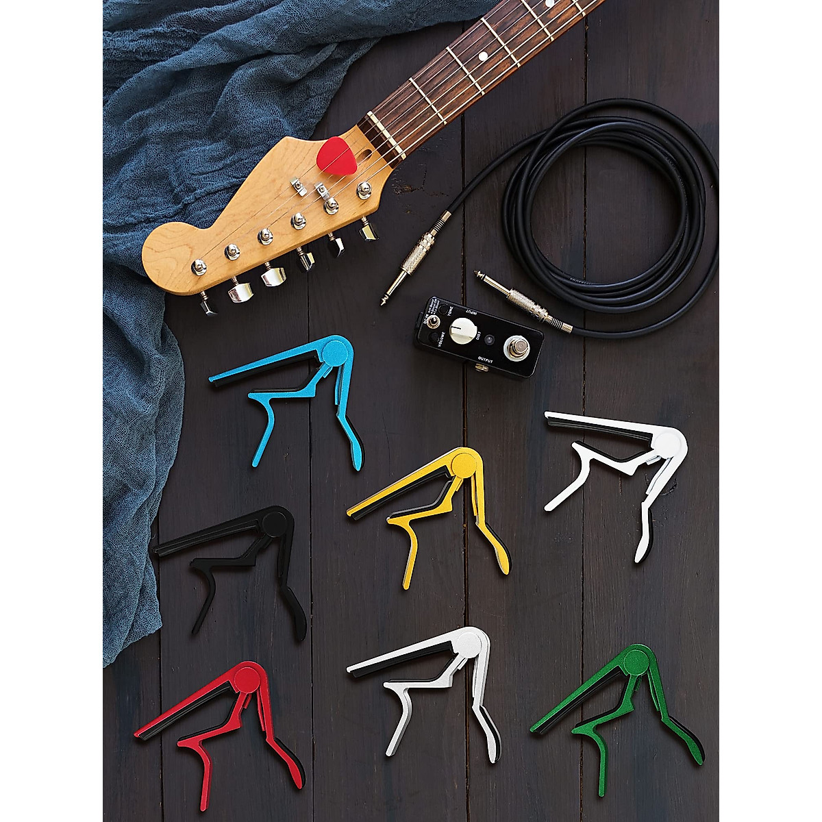 8 Pieces Guitar Capo Guitar Accessories Capo Aluminum Metal Universal Guitar Clamp Capo Electric Guitar Capo Clamp for Various Types Lightweight String Instrument