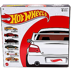 Hot Wheels Japanese Multipacks of 6 Toy Cars, 1:64 Scale, Authentic Decos, Popular Castings, Rolling Wheels, Gift for Kids 3 Years Old & Up & Collectors