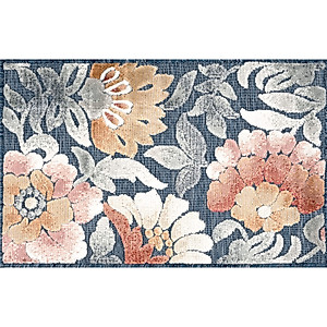 Water Resistant Modern 2x3 Indoor Outdoor Patio Rug | Floral, Small Outdoor Rugs for Patios, Deck, Porch, Entryway | Outside Area Rug | 1'11'' x 3'
