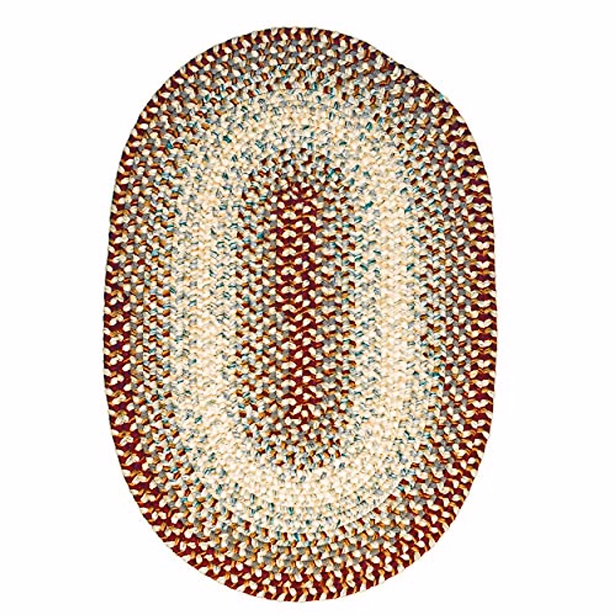 Super Area Rugs Braided Rugs Farmhouse Kitchen Rug - Ridgewood Braided Rug for Living Room - Reversible - Washable - Made in USA - Burgundy/Beige, 2' X 3' Oval