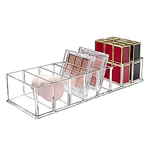 Seitop Detachable Makeup Organizer, 8 Compartments Acrylic Cosmetic Storage Jewelry Display Boxes, Clear Drawer Organizers Case for Dresser Vanity Bathroom Kitchen