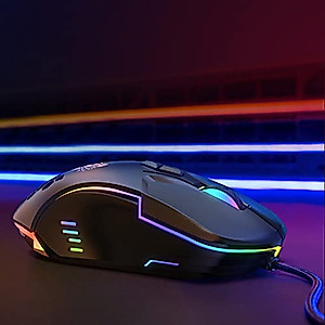 Lazy Pad,uvvy Wired Computer Mice Ergonomic Design Adjustable 6400dpi for Pc Office and Home Rgb Backlit 7 Keys Corded Computer Mouse