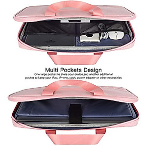 15.6 Inch Laptop Briefcase Bag for Women Ladies Bag with Accessories Organizer for Dell Inspiron 15, HP Envy X360/Pavilion 15.6, Acer Aspire 15, IdeaPad 3 15.6 ASUS MSI MacBook 15 Case, Pink