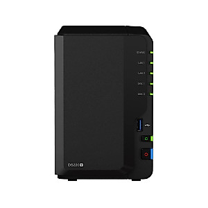Synology DiskStation DS220+ NAS Server with Celeron 2.0GHz CPU, 6GB Memory, 8TB SSD Storage, 2 x 1GbE LAN Ports, DSM Operating System