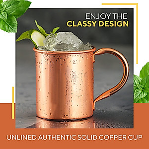 Moscow Mule Copper Mug by Solid Copper - Authentic Moscow Mule Mugs Unlined 16 oz