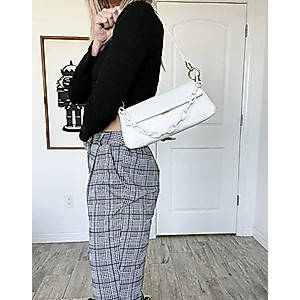 GRACE KARIN Women Shoulder Bag Crossbody Removable Strap Leather White Chain Handbags Medium