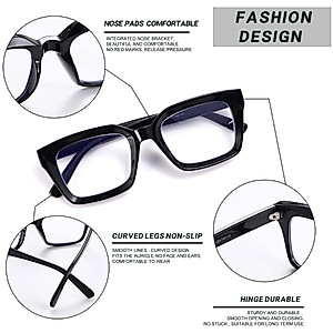 Rmerom Blue Light Glasses for Women Men Fashion Black Glasses Classic Square Eyewear Thick Non Prescription Frame (Black Glasses)