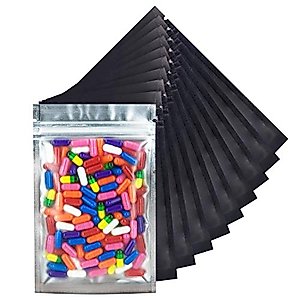 Mylar Resealable Smell Proof Bags - Aluminum Foil Black Packaging Bags - Food Grade Zip Bags for Packaging - Air Tight Small Mylar Bags - Heat Seal Bag Storage (3.3 x 5.1 inch, 8.5x13cm) (500)