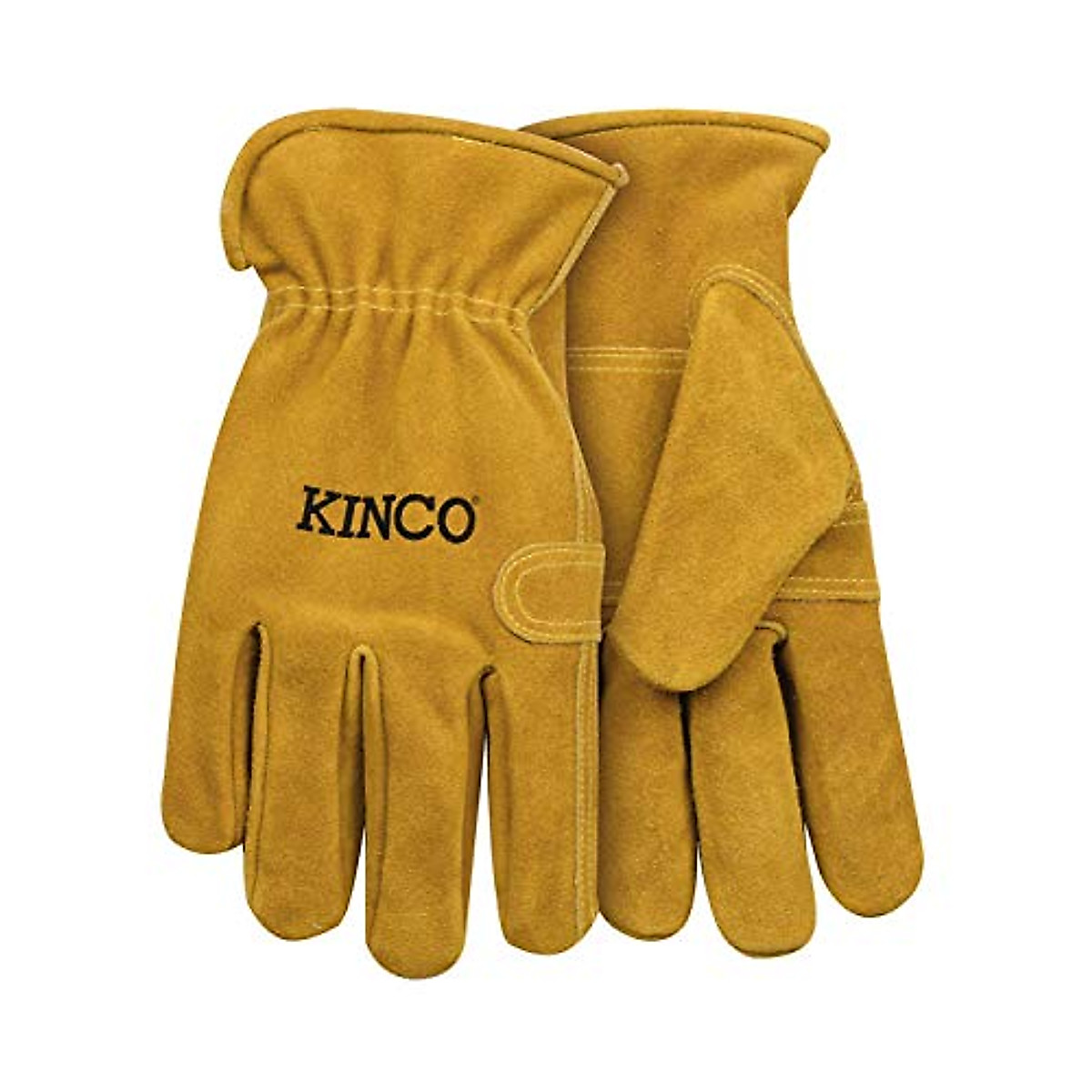 Kinco Unlined Suede Cowhide Leather Work Gloves with Reinforced Palm Patch, Large