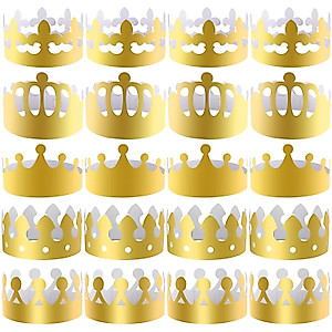 SIQUK Gold Paper Crowns, 25 Pieces Party King Crown Paper Hats for Party, Bridal Shower, Wedding, Graduation, Birthday, 59-61cm, Gold