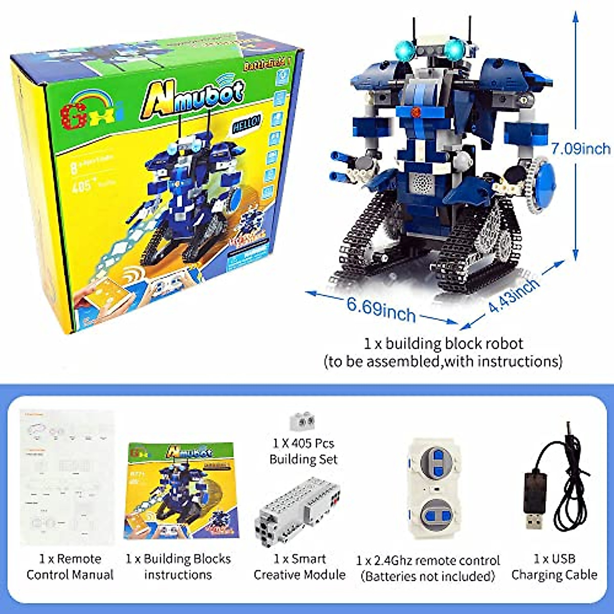MSNOR Gxi Robot Building Kit for Kids, Toy Robot Building Blocks for Boys Age 8+ STEM Projects Robotics Kit with App & Remote Control, 405 Pieces