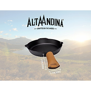 Alta Andina Leather Skillet Handle Cover | Rustic Copper Rivets | Vegetable Tanned Leather Hot Handle Holder for Cast Iron Skillets & Cookware (Brown – Miel)