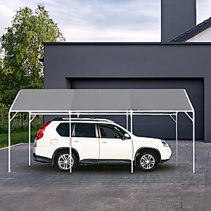 Wesnoy 12 x 20 ft Heavy Duty Canopy Replacement Cover Waterproof Carport Canopy Cover Garage Car Shelter Tarp Tent for Car Canopy with 50 Ball Bungees, Only Top Cover, Frame is Not Included