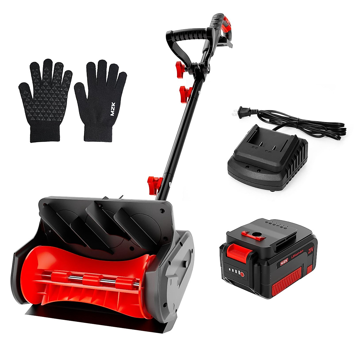 MZK Cordless Snow Shovel, 20V 12-Inch Battery Powered Snow Thrower, Battery Snow Blower with Directional Plate & Adjustable Front Handle(4.0Ah Li-ion Battery & Fast Charger Included)